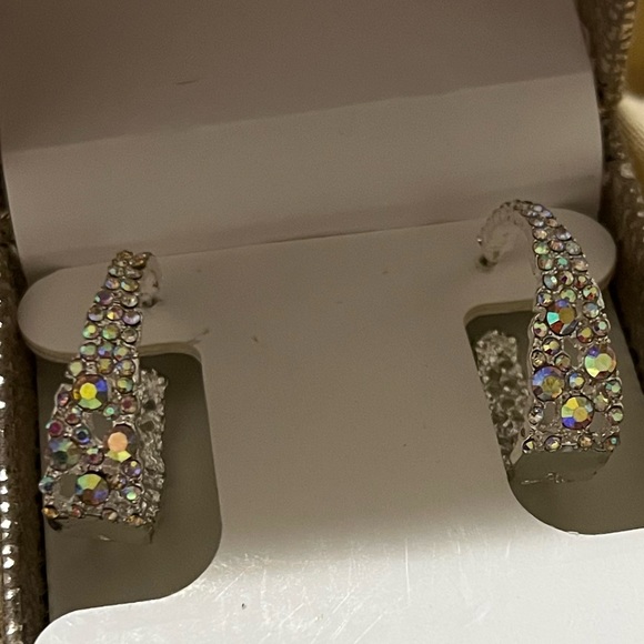 Jewelry | New Earrings Loops Silver White Stones | Poshmark